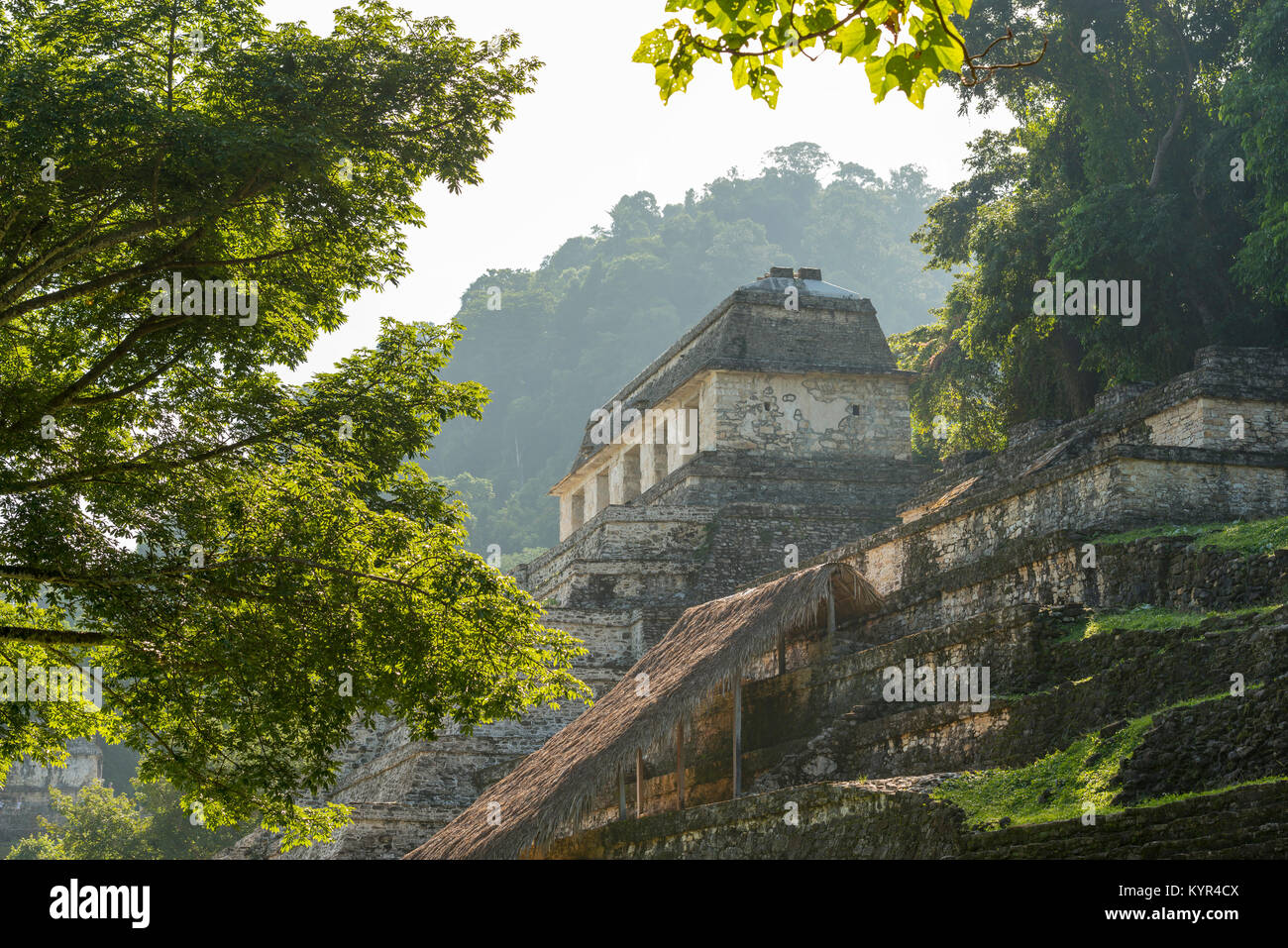 PALENQUE, MEXICO - NOVEMBER 29: View of the ruins of the Temple of the ...