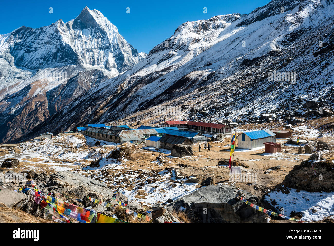 Annapurna base camp, view to Mount Machhapuchchhre, Fish Tail, Nepal ...