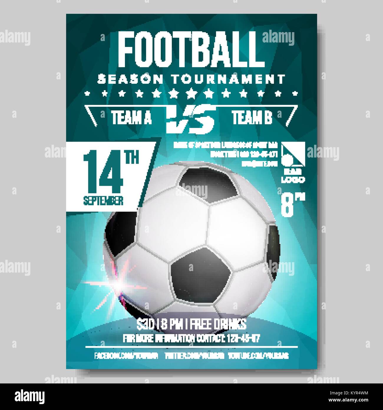Soccer Poster Vector. Banner Advertising. Sport Event Announcement ...