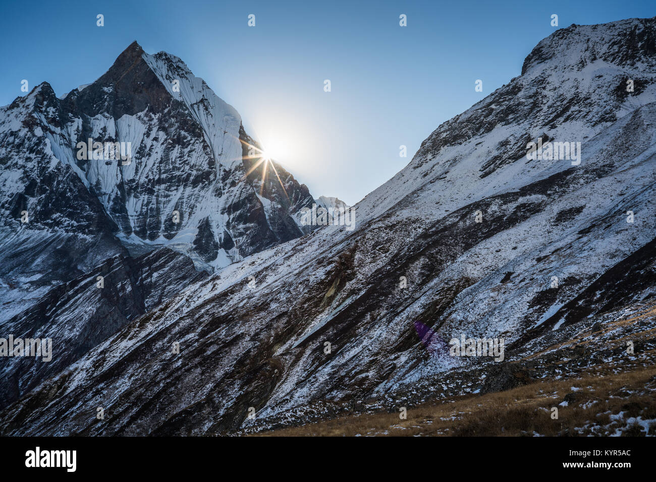 Annapurna base camp, view to Mount Machhapuchchhre, Fish Tail, Nepal ...