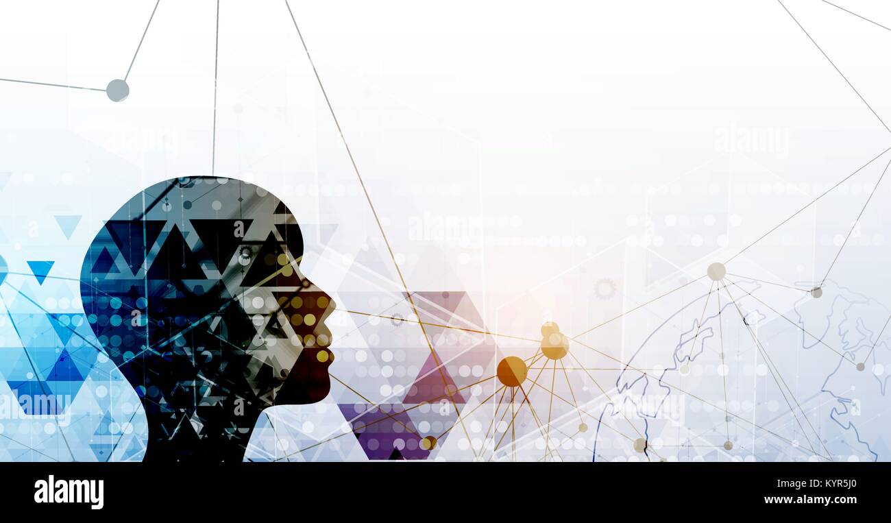 Abstract Artificial intelligence. Technology web background. Virtual ...