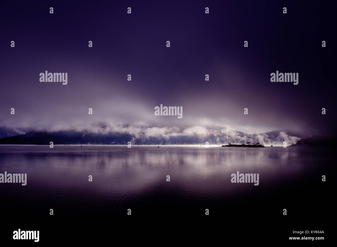 Moody winter scene looking over Loch Linnhe Highlands of Scotland Stock ...