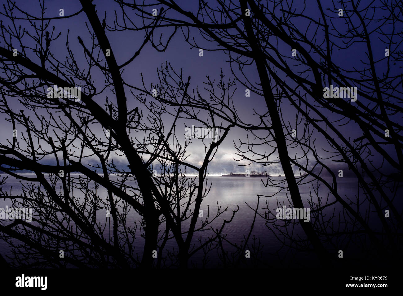 Moody winter scene looking over Loch Linnhe Highlands of Scotland Stock ...
