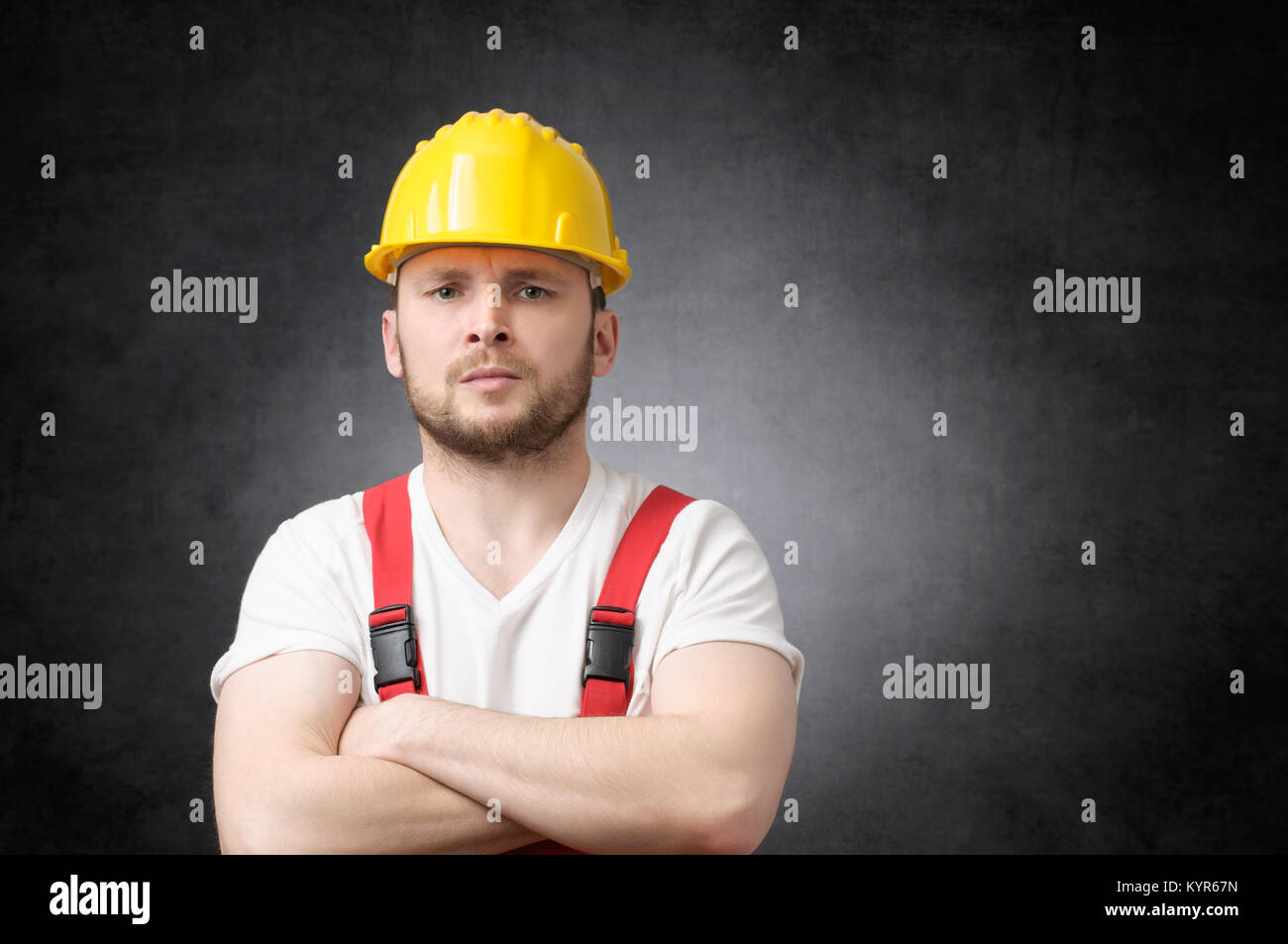 Angry construction worker Stock Photo - Alamy