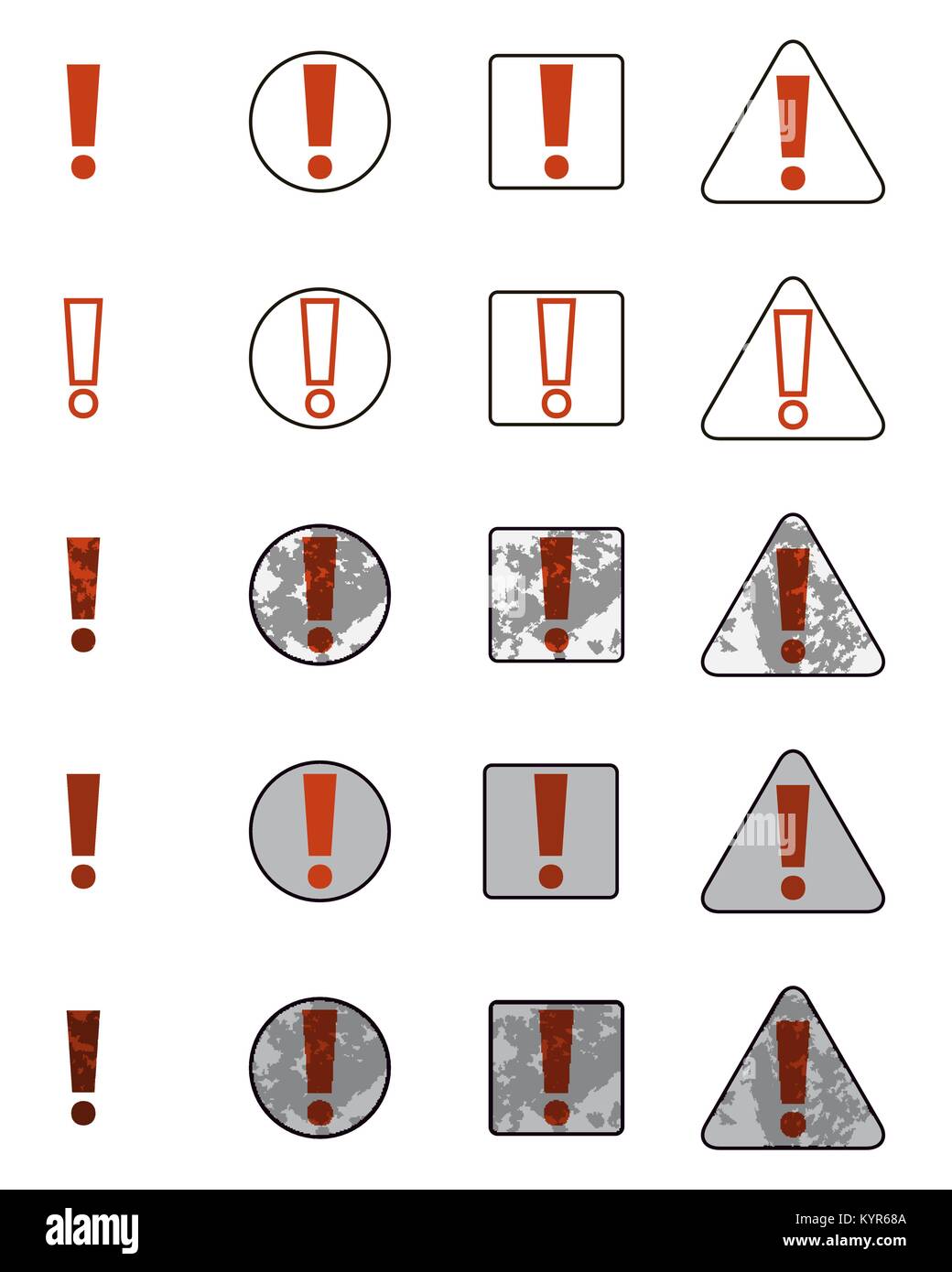 Set of icons with the familiar exclamation point Stock Vector Image ...