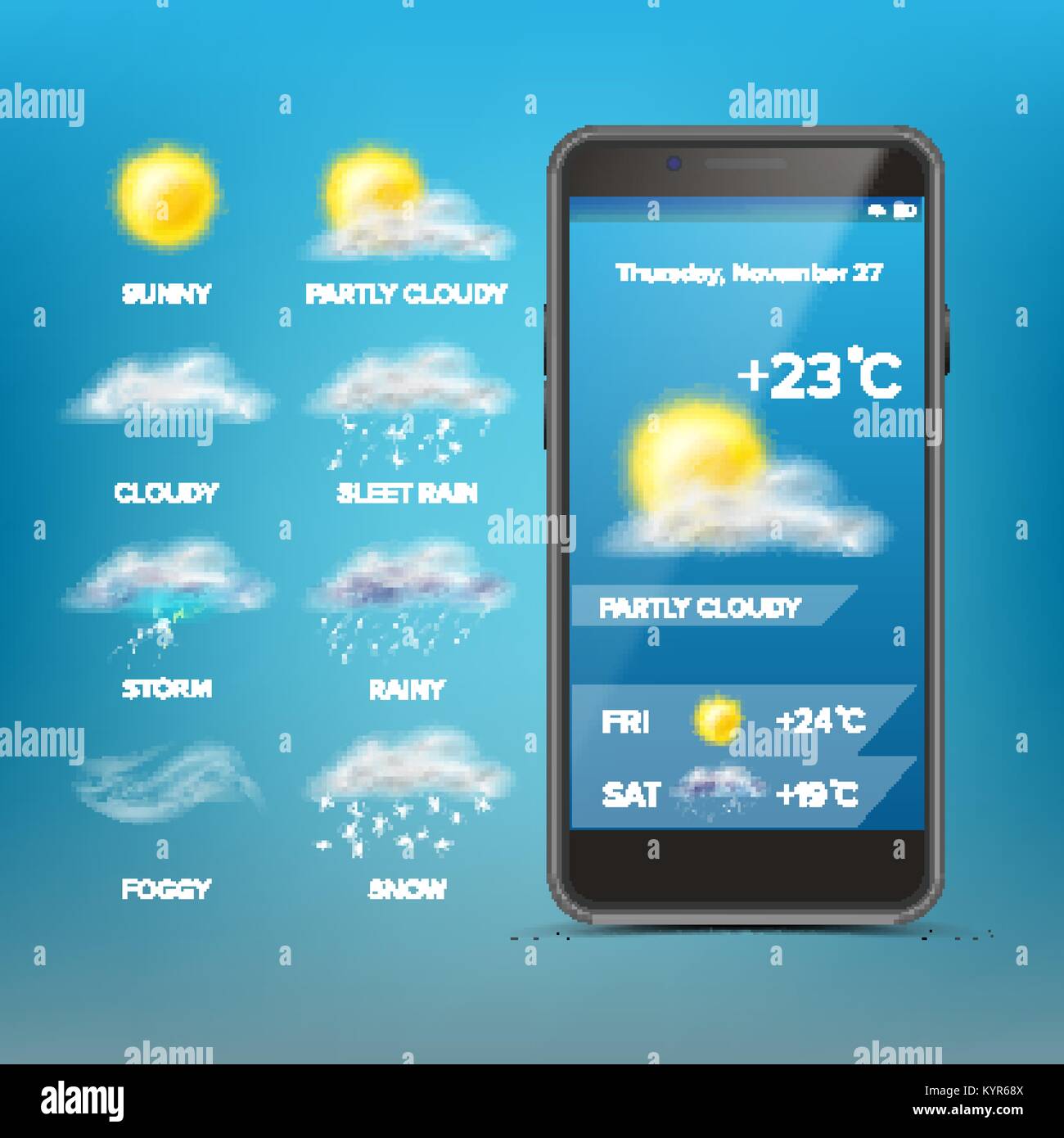Weather Forecast App Vector. Good For Use In Mobile Phone App. Predict ...