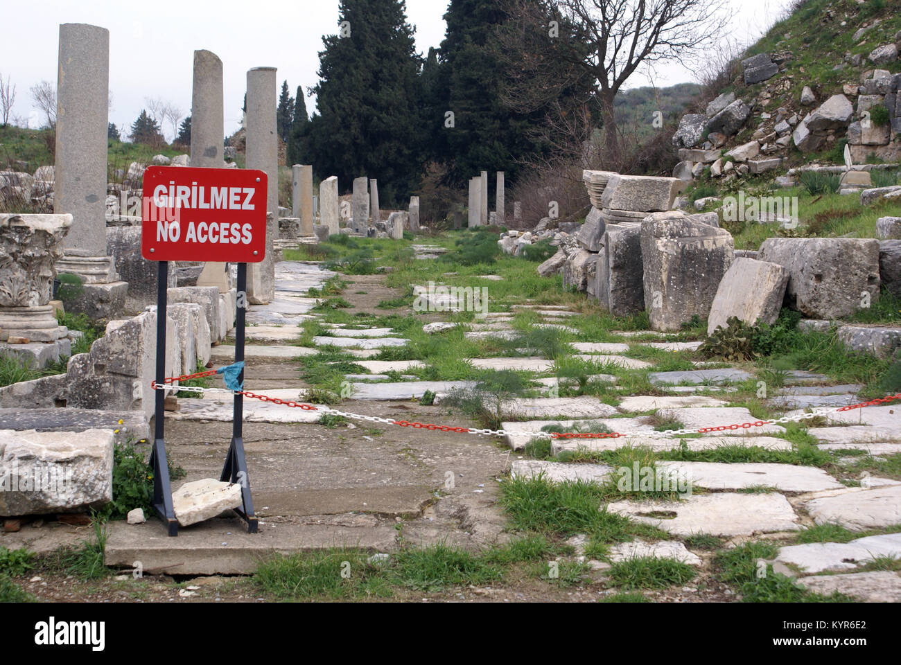 Marble street and sign in Ephesus, Turkey Stock Photo - Alamy