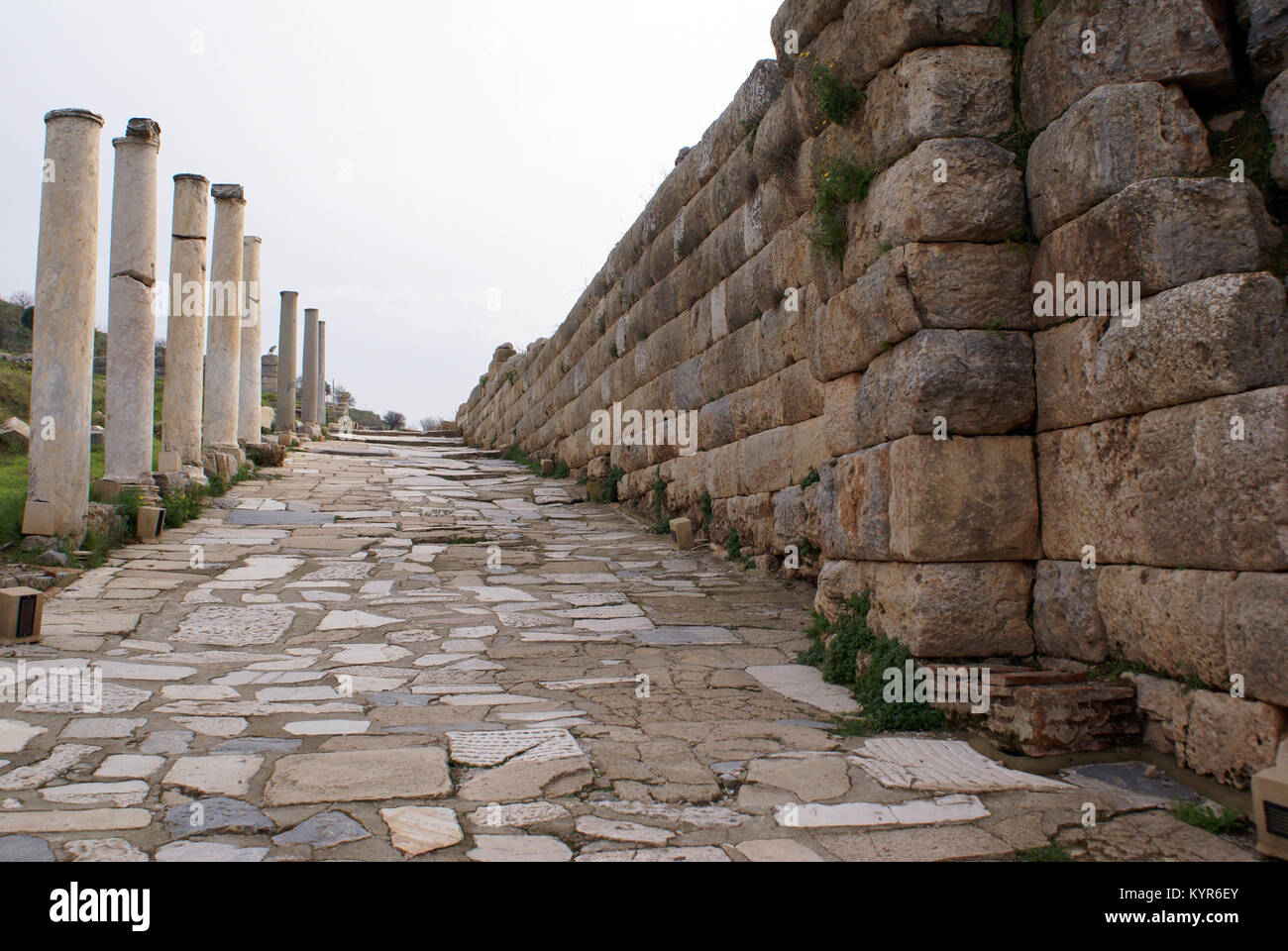 Marble street and ruins in Ephesus, Turkey Stock Photo - Alamy