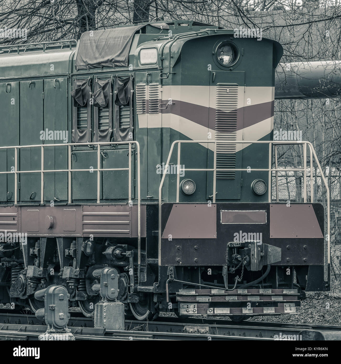 Old diesel cargo locomotive. Freight train in action Stock Photo - Alamy