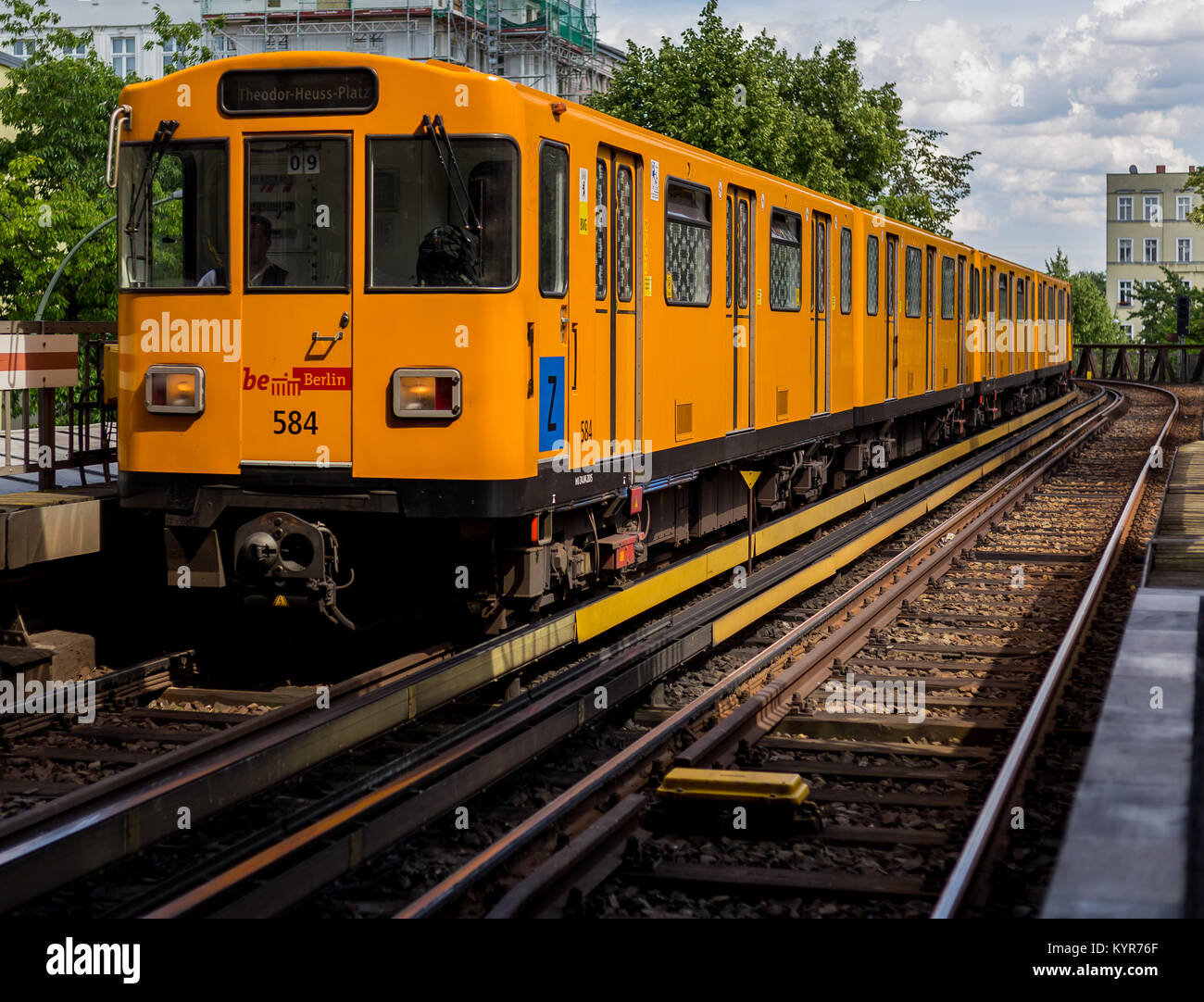 Metro entering a station in Berlin Stock Photo - Alamy
