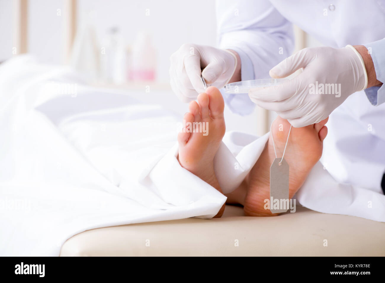 Police coroner examining dead body corpse in morgue Stock Photo - Alamy