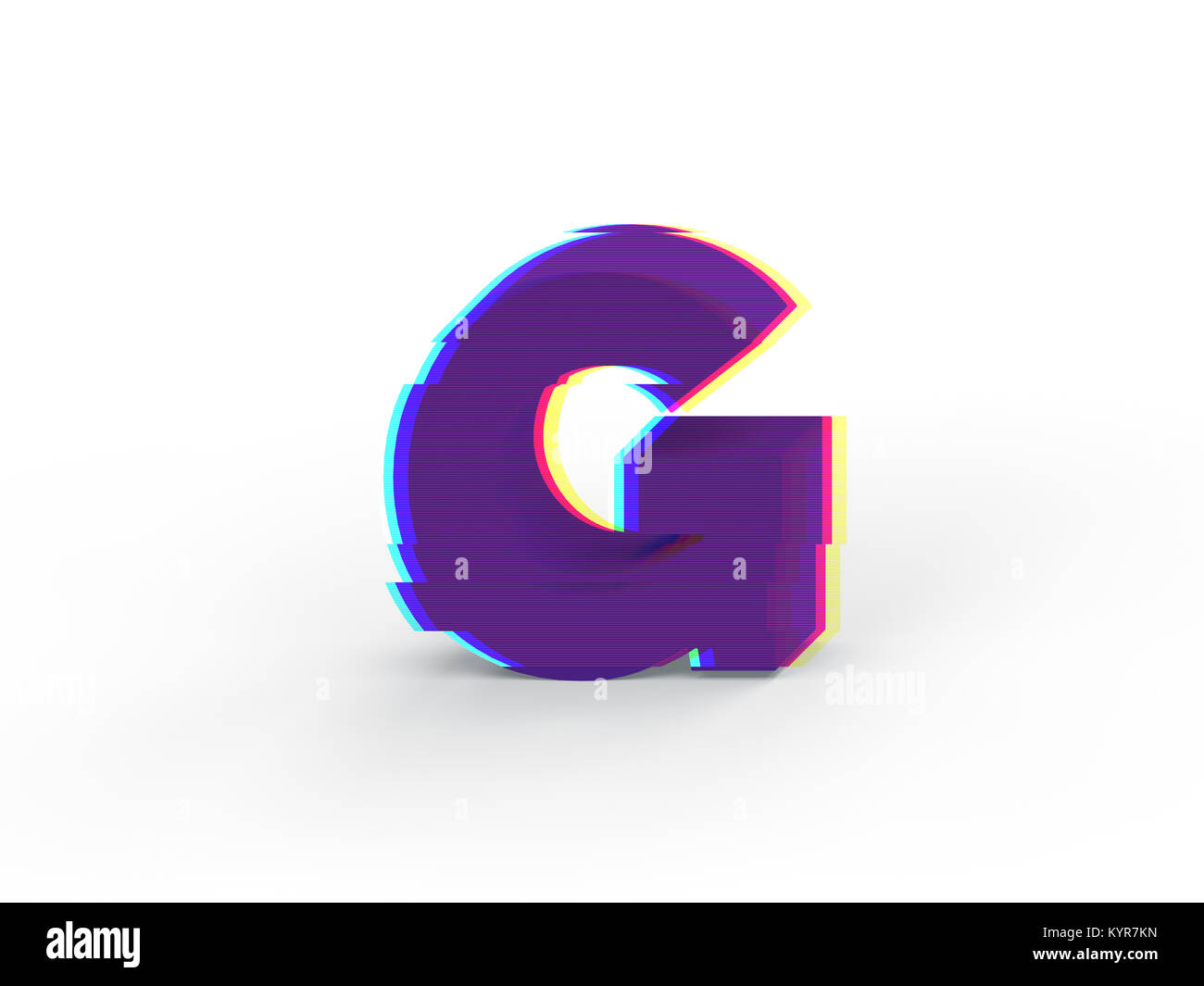 3D realistic glitch uppercase letter G with soft shadow isolated on ...