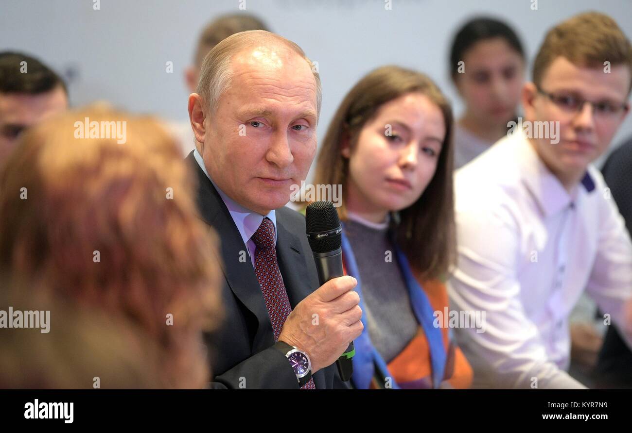 Russian President Vladimir Putin during a meeting with student winners ...