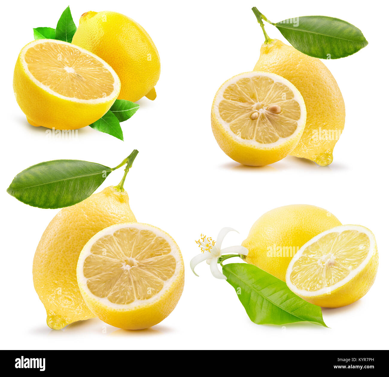 collection of lemons isolated on a white background Stock Photo - Alamy
