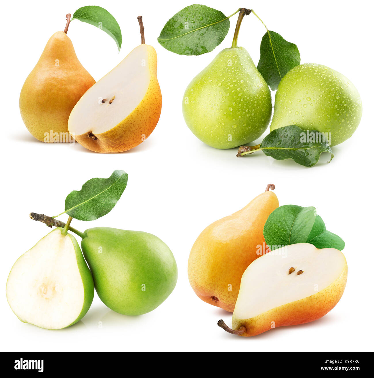 collection of pears isolated on a white background Stock Photo - Alamy