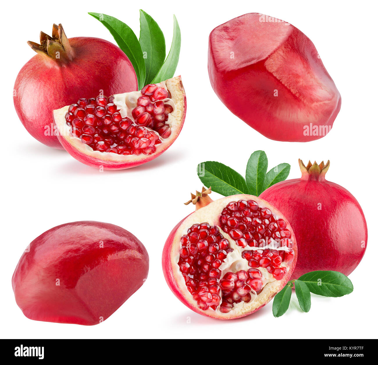 collection of pomegranate isolated on a white background Stock Photo ...