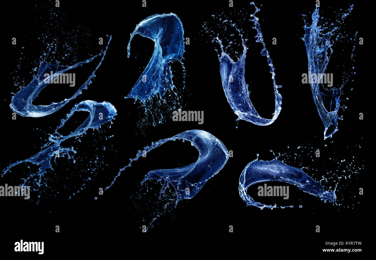 collection of water splash on a black background Stock Photo - Alamy