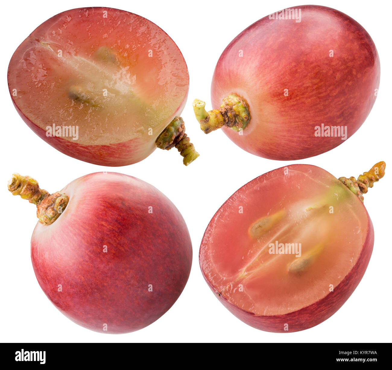set of red grape isolated on a white background Stock Photo - Alamy