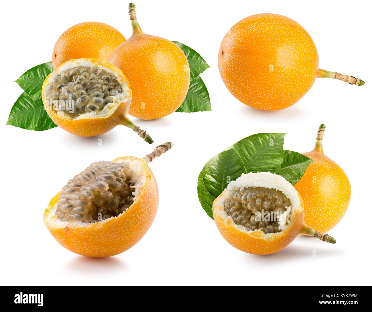 collection of sweet granadilla or grenadia isolated on a white ...