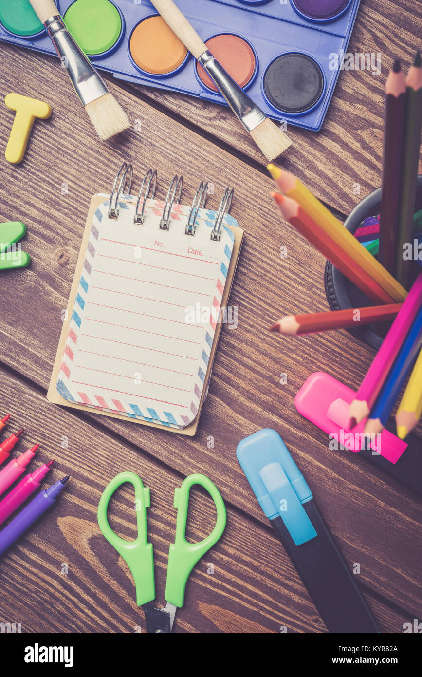 School background. Top view Stock Photo - Alamy