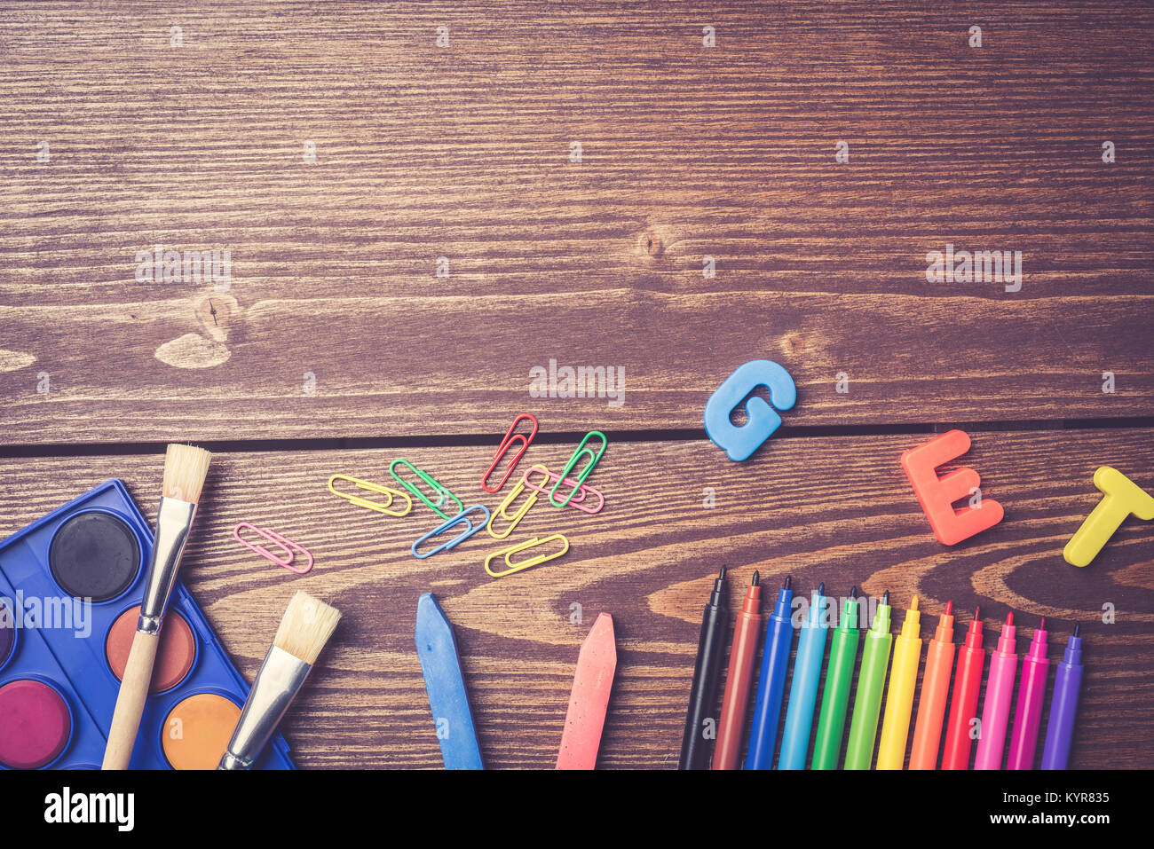 School background. Top view Stock Photo - Alamy