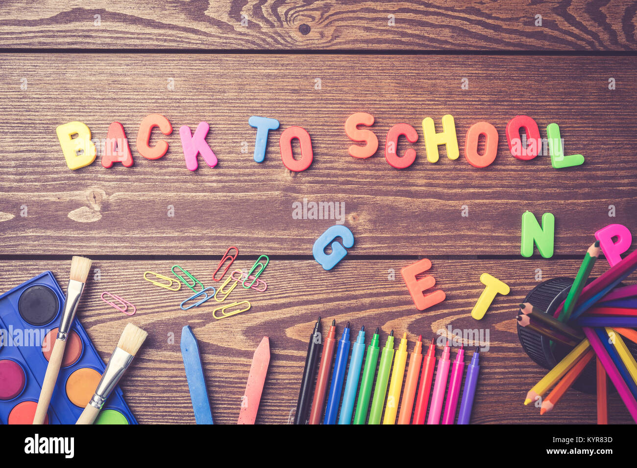 School background. Top view Stock Photo - Alamy