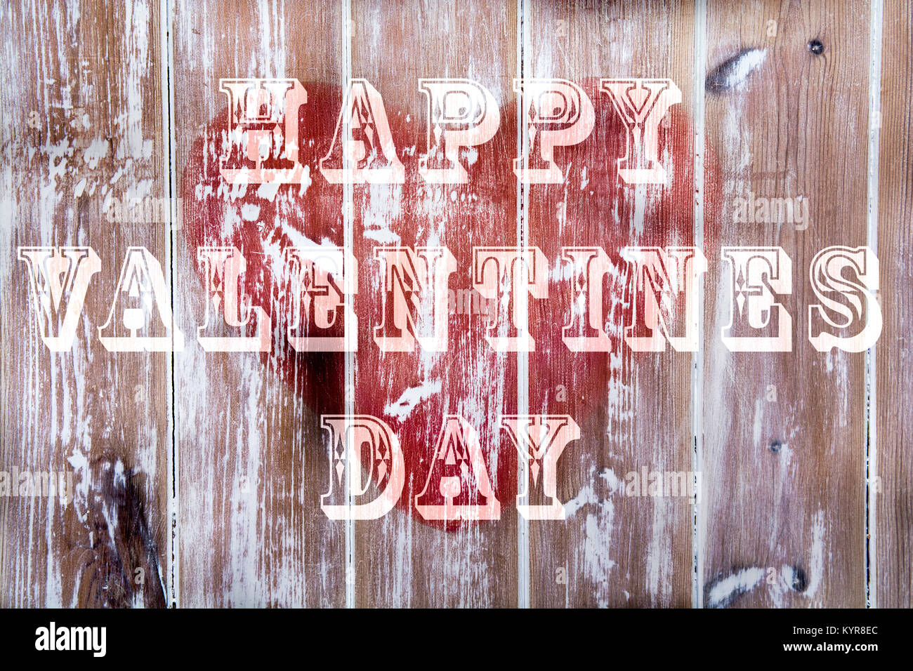 Valentines day love heart on rustic wood background. Background image ...