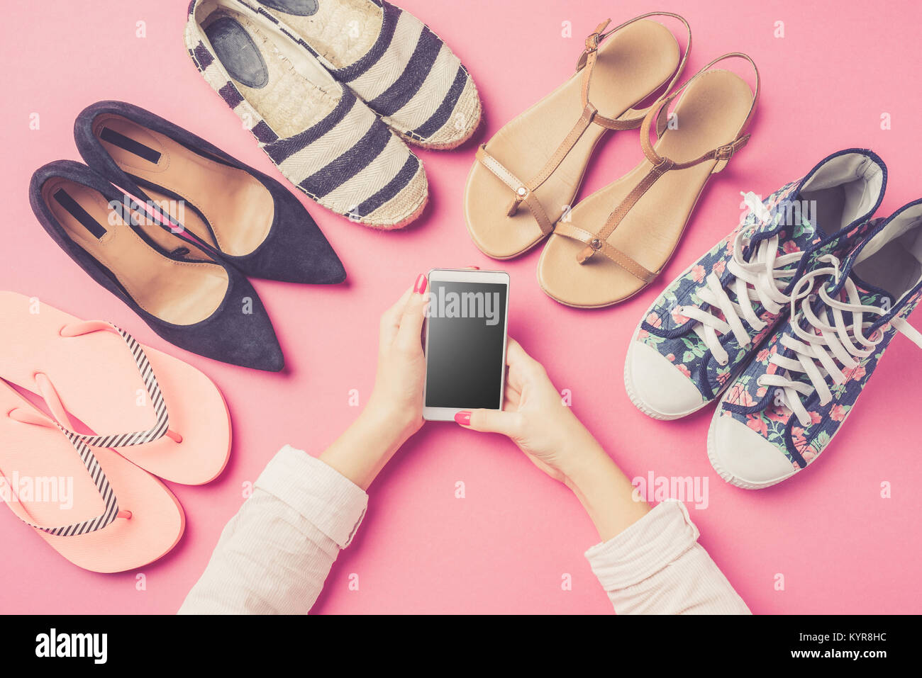 Woman's shoes collection. Fashion background Stock Photo - Alamy