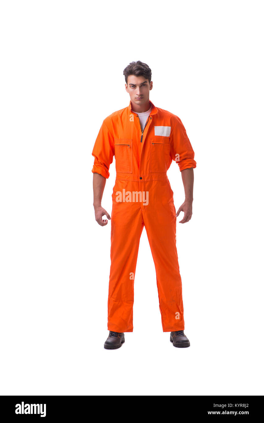 Prisoner in orange robe isolated on white background Stock Photo - Alamy
