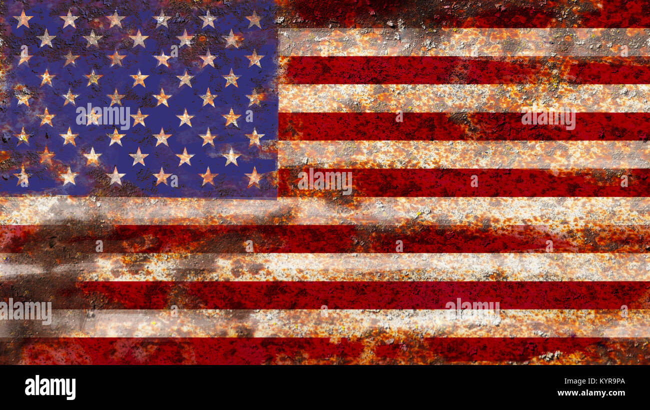 USA flag on rusty metal background texture Stock Photo - Alamy