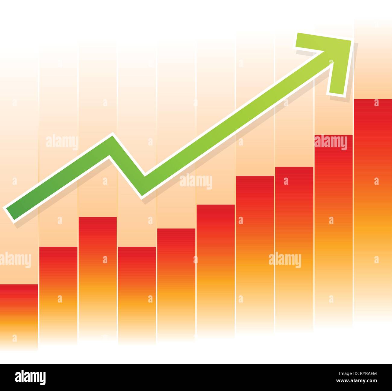 Green arrow on red bar graph. Vector illustration Stock Vector Image ...