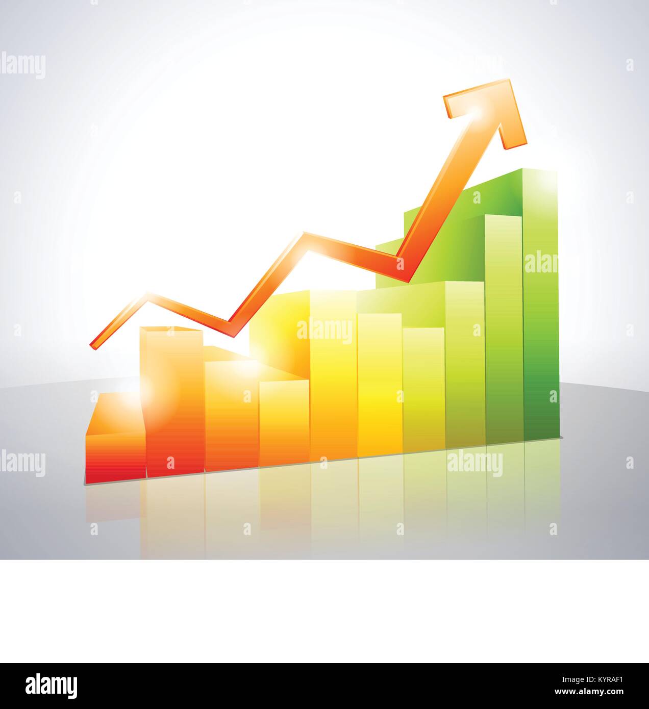 Red arrow on colorful bar chart. Vector illustration Stock Vector Image ...