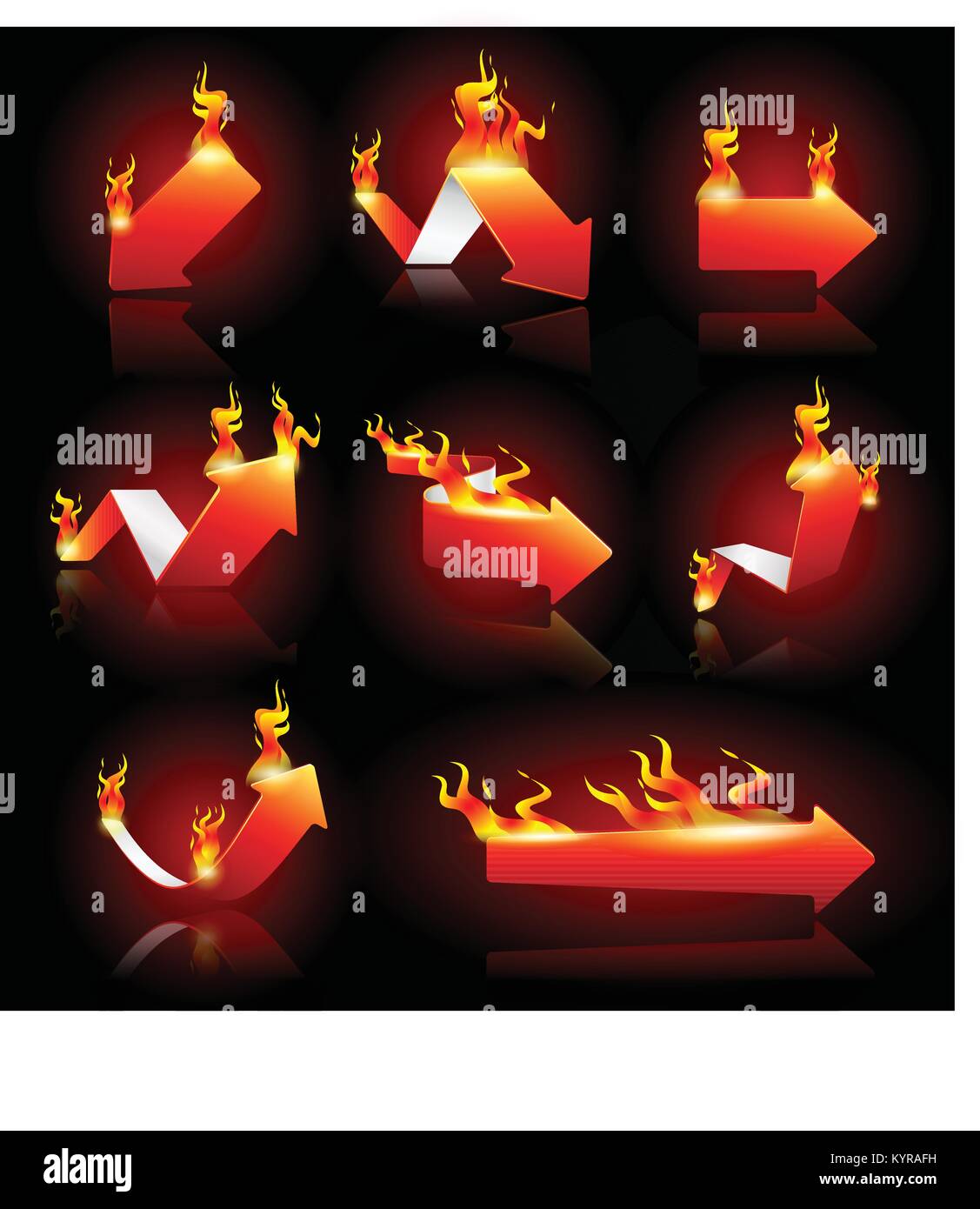 Vector illustration of red arrows on fire. Vector illustration Stock ...