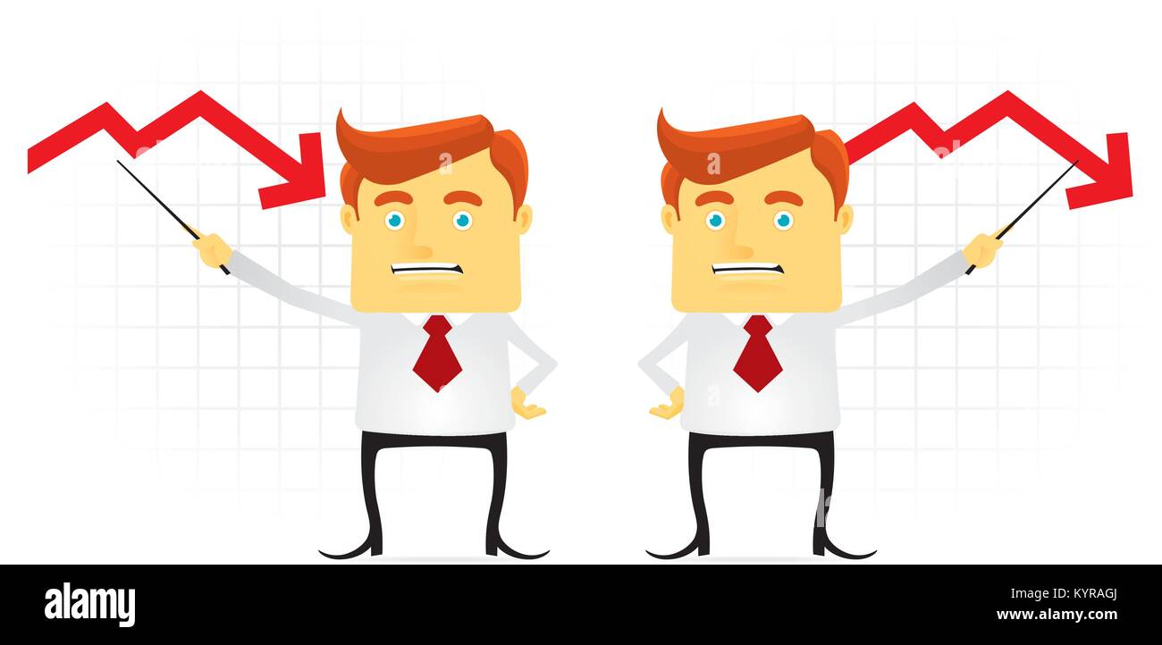 Businessman presenting a very not good bar chart. Vector illustration ...