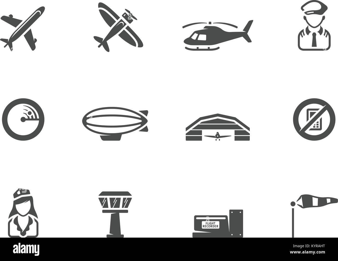 Aviation icons in single color. Vector illustration Stock Vector Image ...