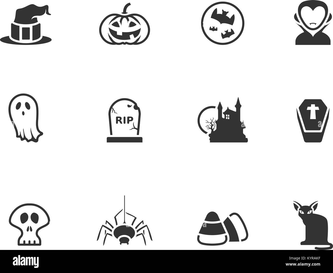 Halloween icon series in black and white. Vector illustration Stock ...