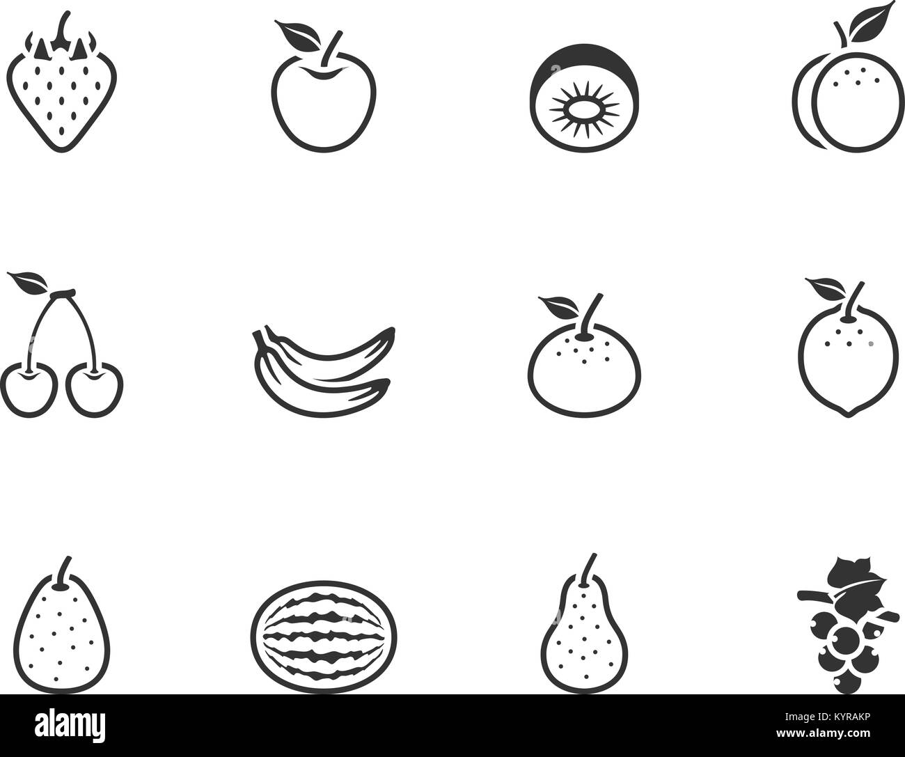 Fresh fruit icons in single color. Vector illustration Stock Vector ...