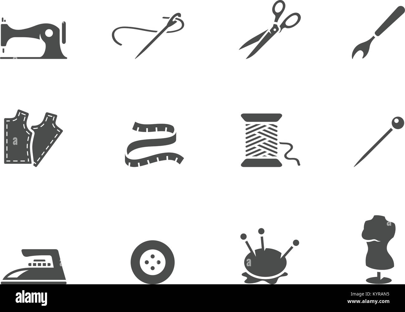 Sewing icons in black and white. Vector illustration Stock Vector Image ...