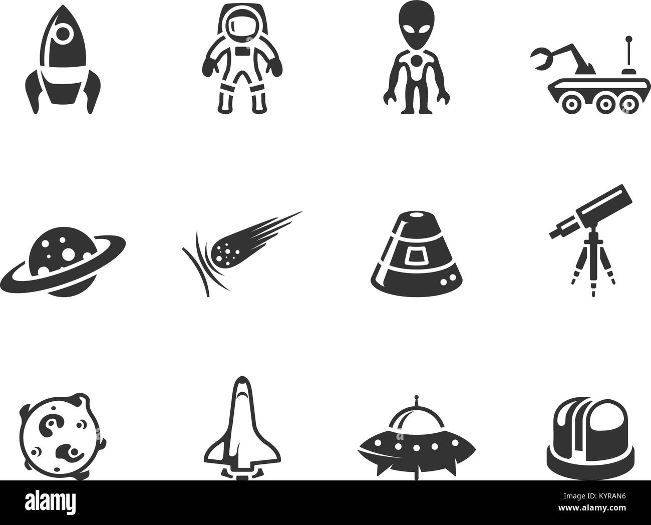 Space related icons in single color. Vector illustration Stock Vector ...