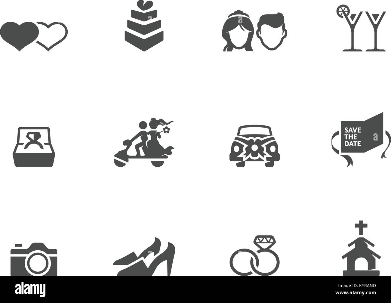 Wedding icons in single color. Vector illustration Stock Vector Image ...