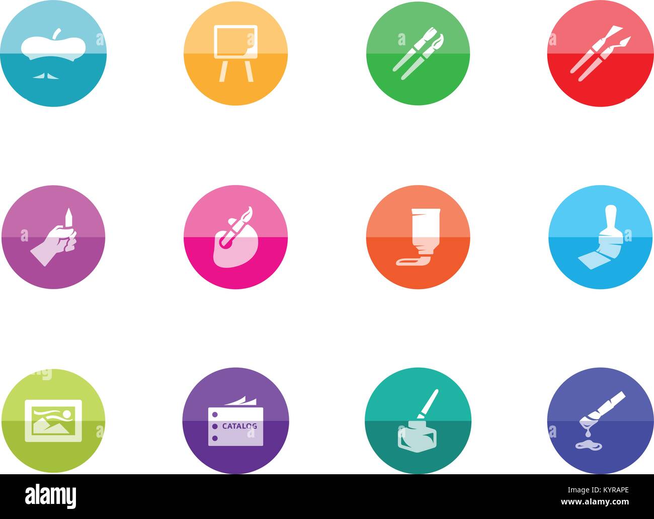 Artist icons in color circles. Vector illustration Stock Vector Image ...