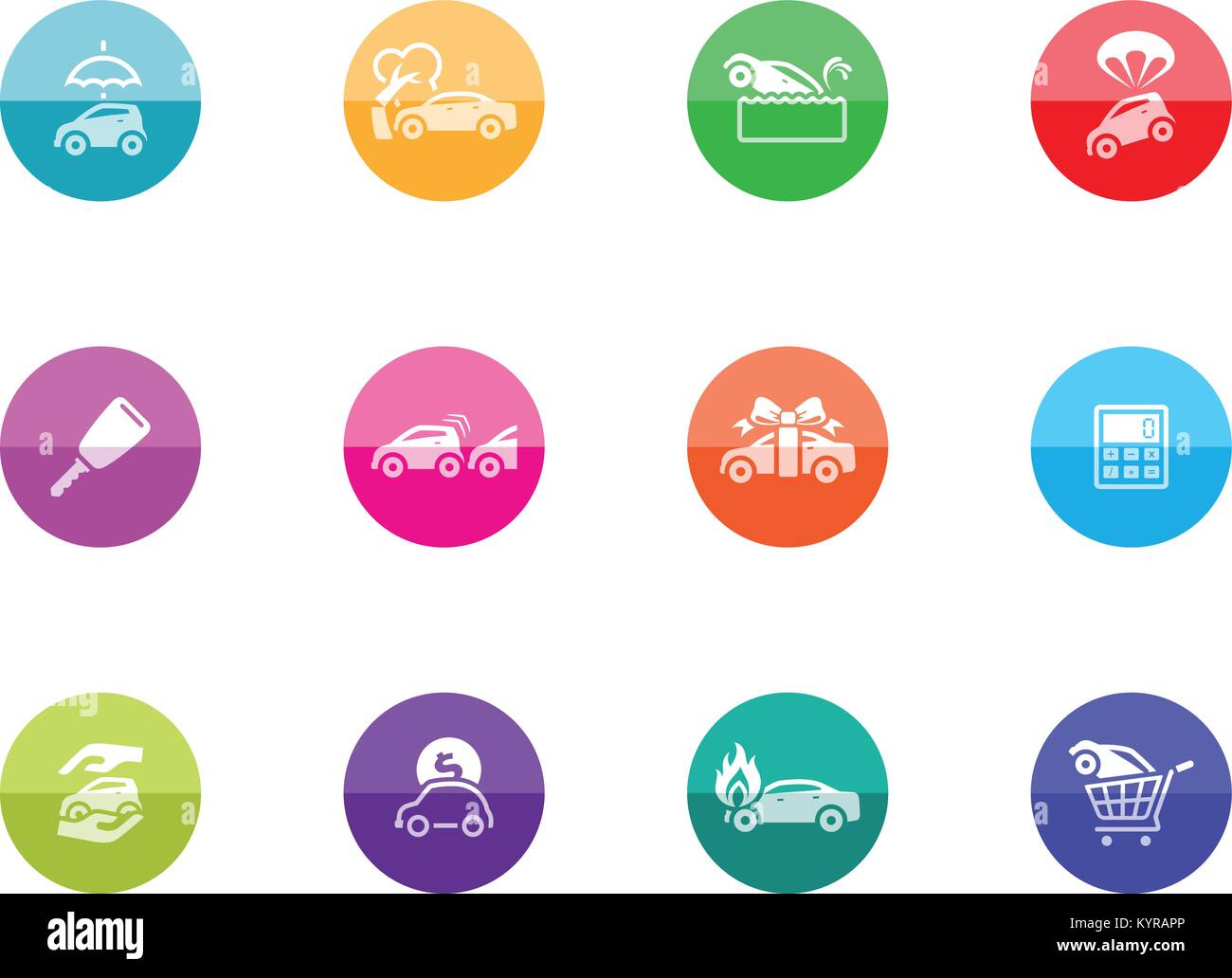 Car insurance icons in color circles. Vector illustration Stock Vector ...