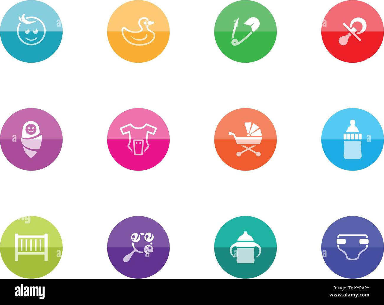 Babies icons in color circles. Vector illustration Stock Vector Image ...