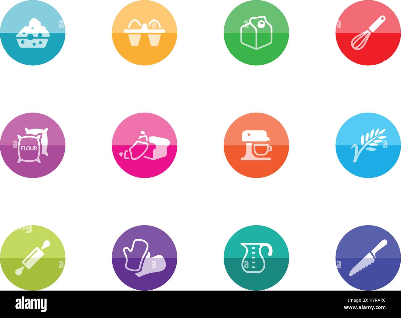 Baking icons incolor circles. Vector illustration Stock Vector Image ...