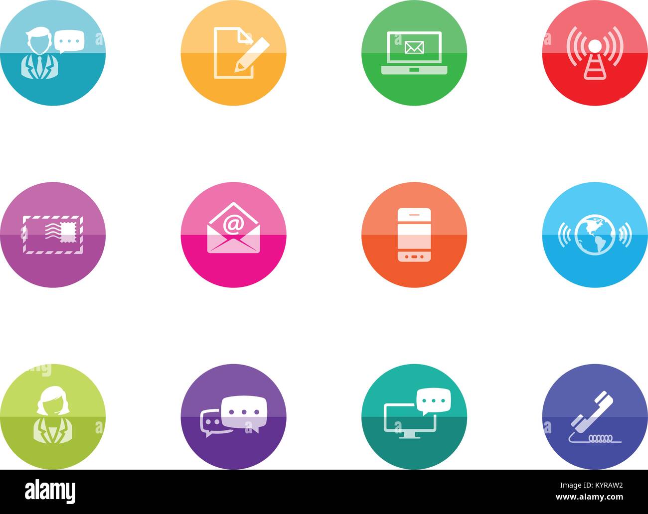 Communication icon series in color circles. Vector illustration Stock ...