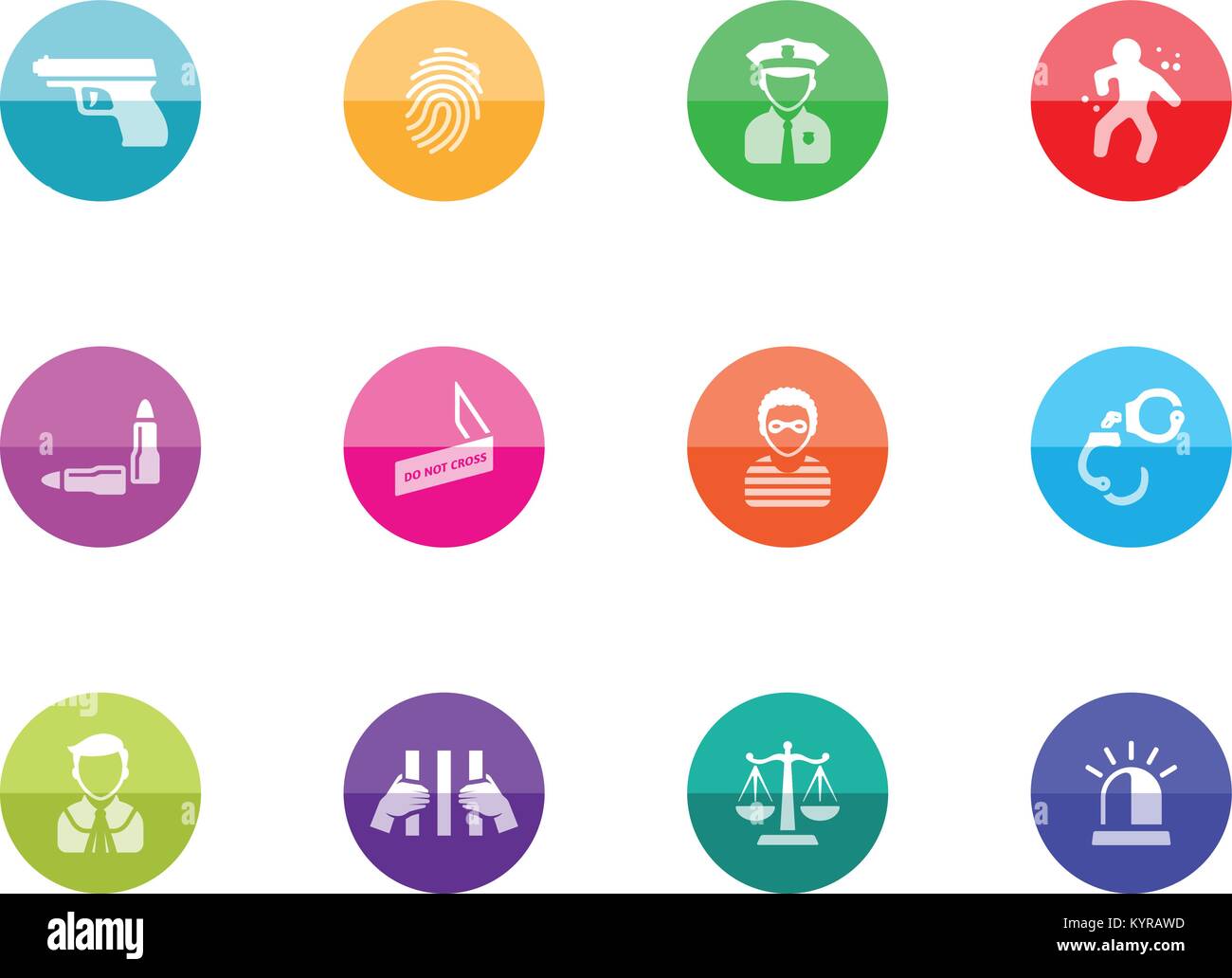 Crime icons in color circles. Vector illustration Stock Vector Image ...