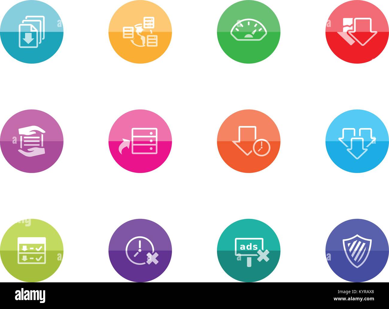 File sharing icon series in color circles. Vector illustration Stock ...