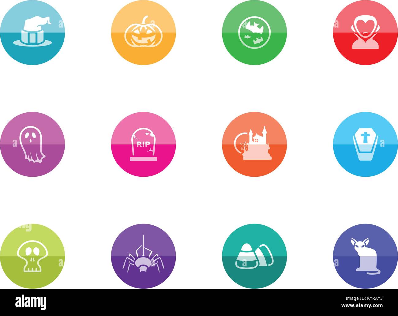 Halloween icon series in color circles. Vector illustration Stock ...