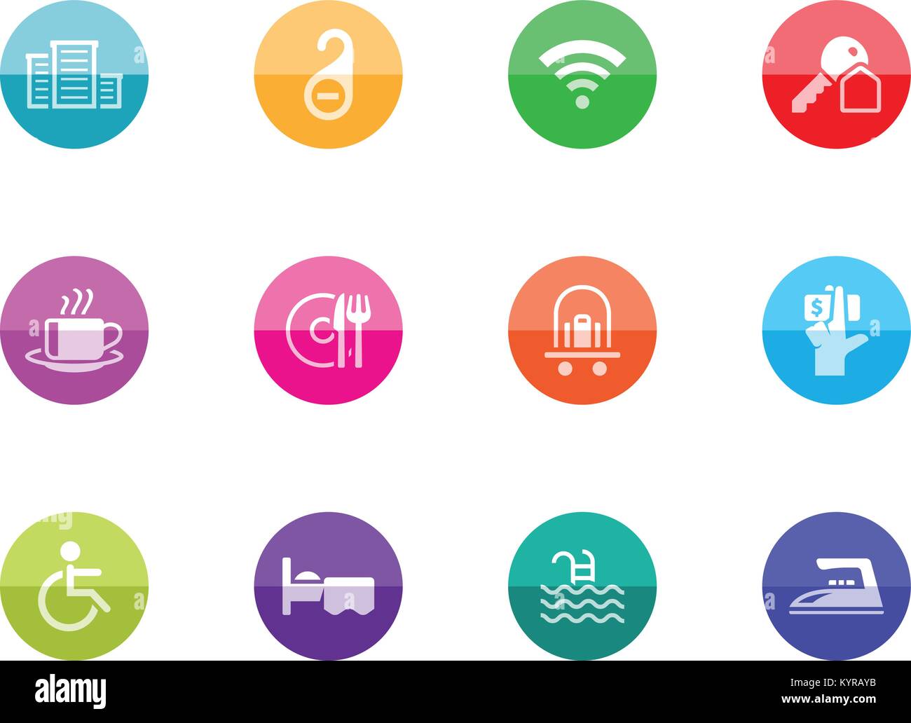 Hotel icons in color circles. Vector illustration Stock Vector Image ...