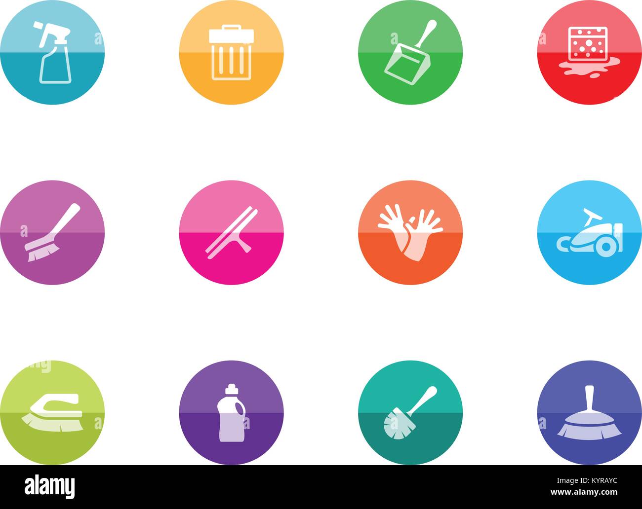 Cleaning tool icon series in color circles. Vector illustration Stock ...